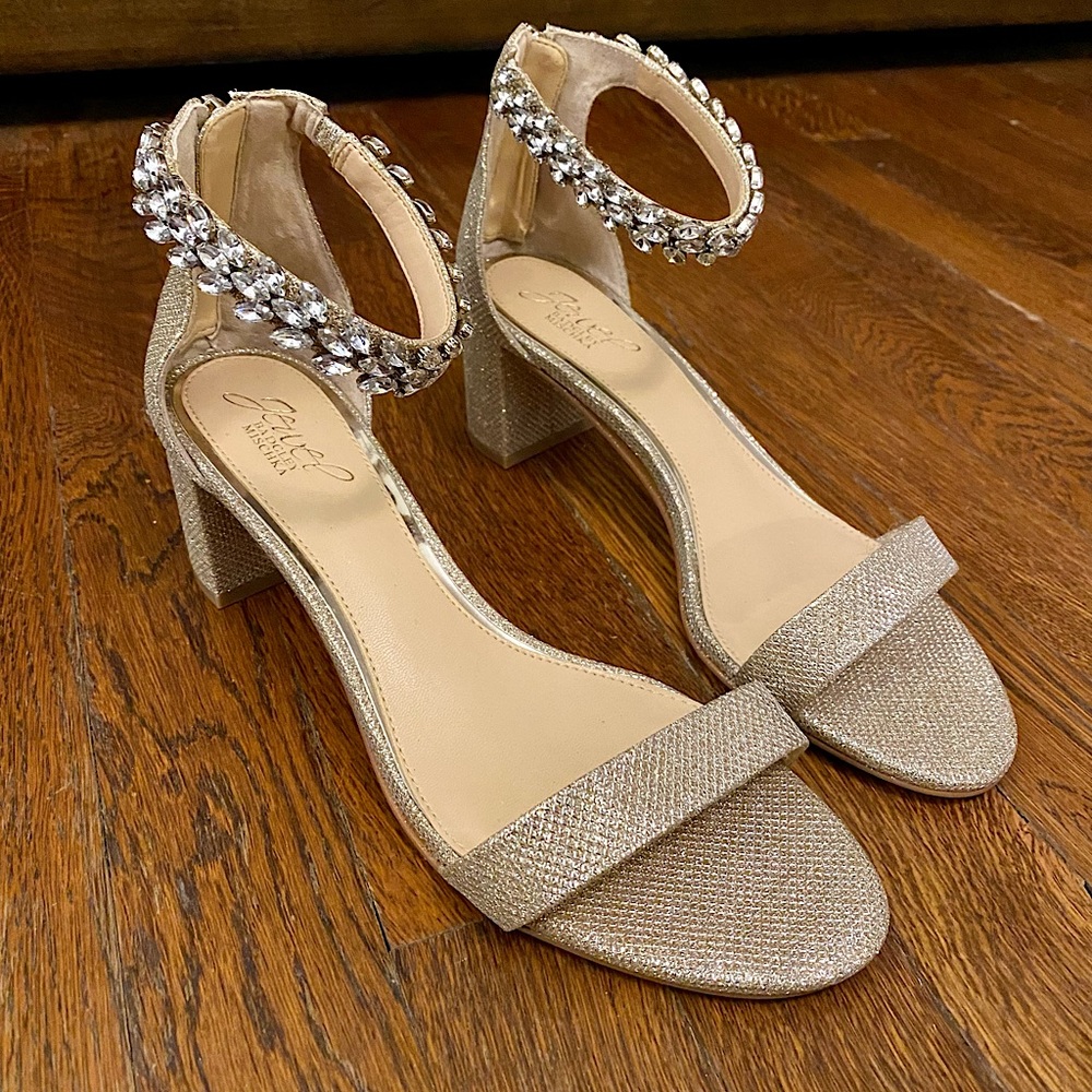 Jewel Badgley Mischka Open Toe Block Heel - Gem